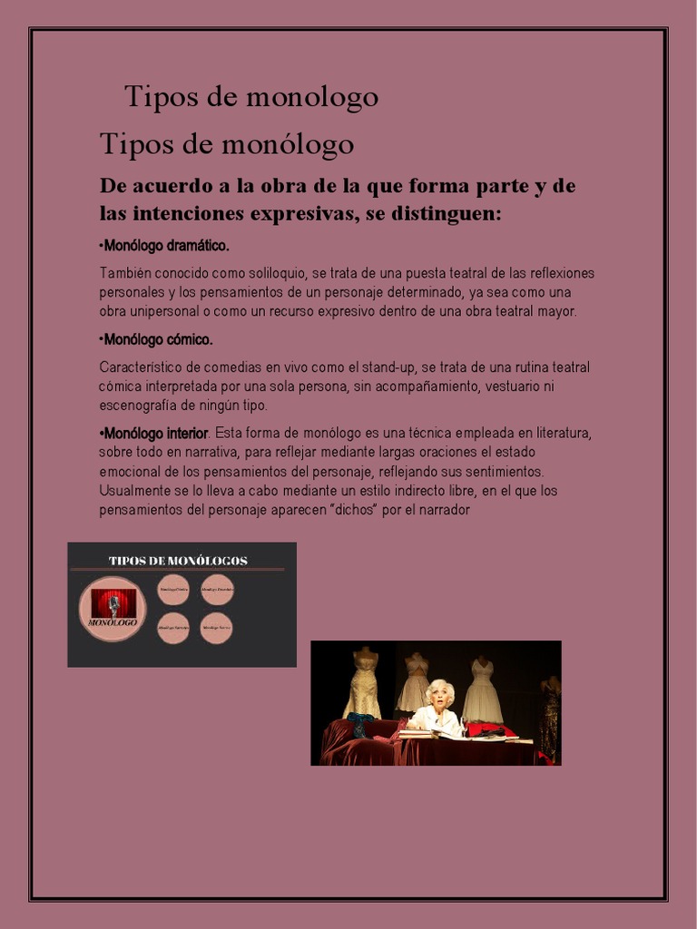 Tipos de Monologo | PDF | Monólogo | Dibujo