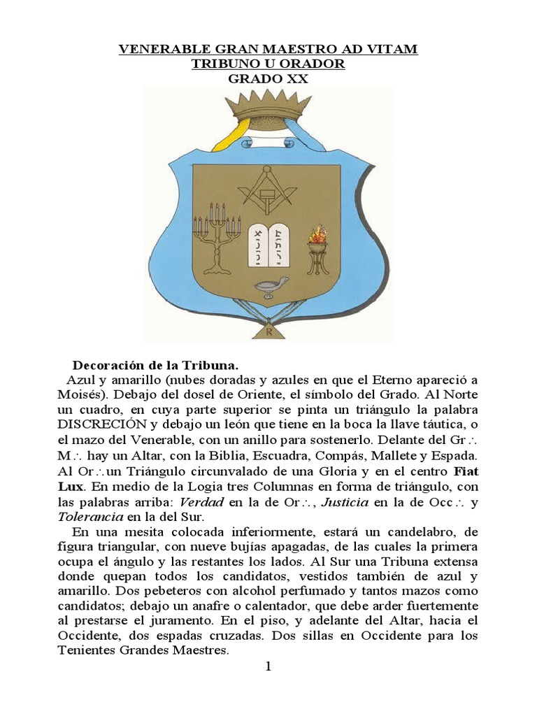 Grado Xx. Venerable Gran Maestro Ad Vitam. | PDF | Verdad | Masonería