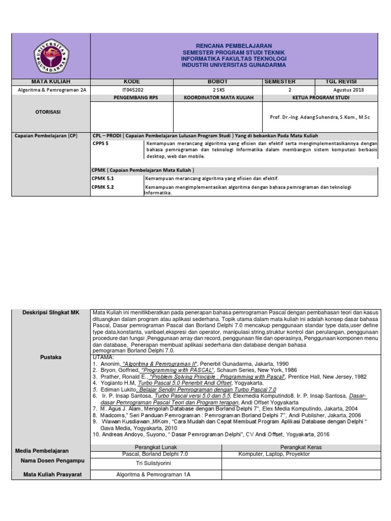 Algoritma Dan Pemrograman 2 | PDF