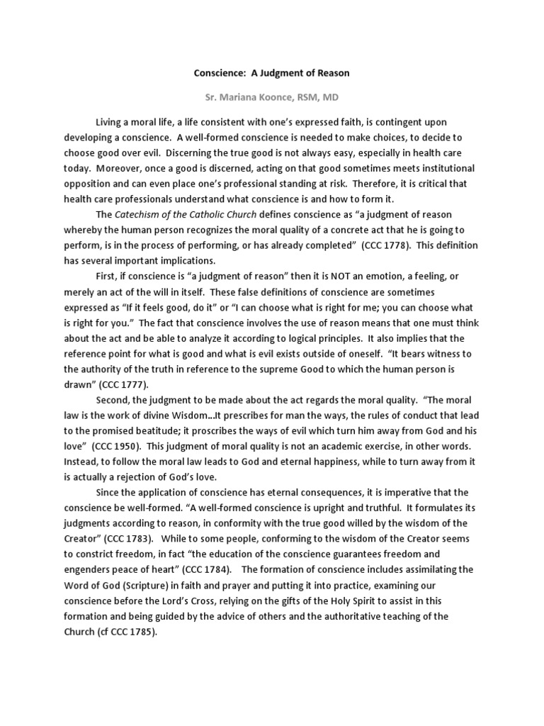 Conscience - A Judgement of Reason | PDF | Conscience | Reason