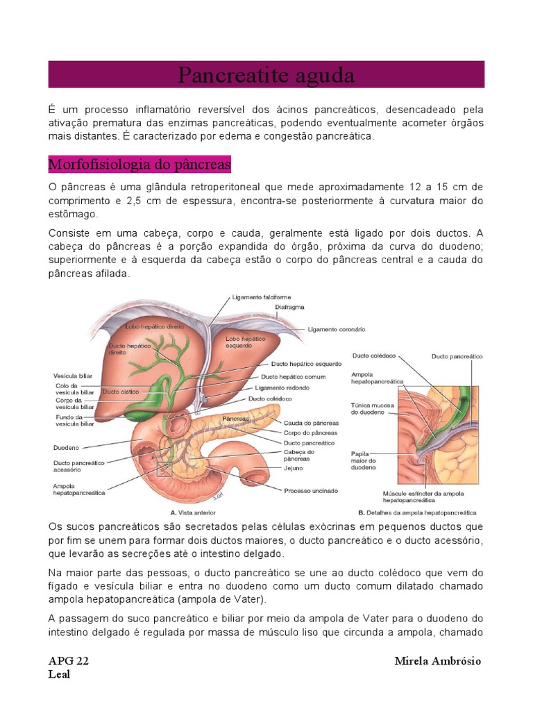 Pancreatite aguda: causas, sinais e tratamento | PDF | Pâncreas | Abdômen