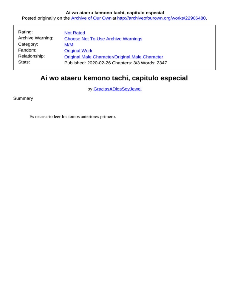 Ai Wo Ataeru Kemono Cap Especial | PDF