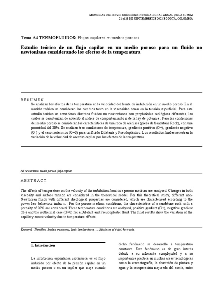 Modelo Matematico Flujo Capilar | PDF | Viscosidad | Física Aplicada e ...