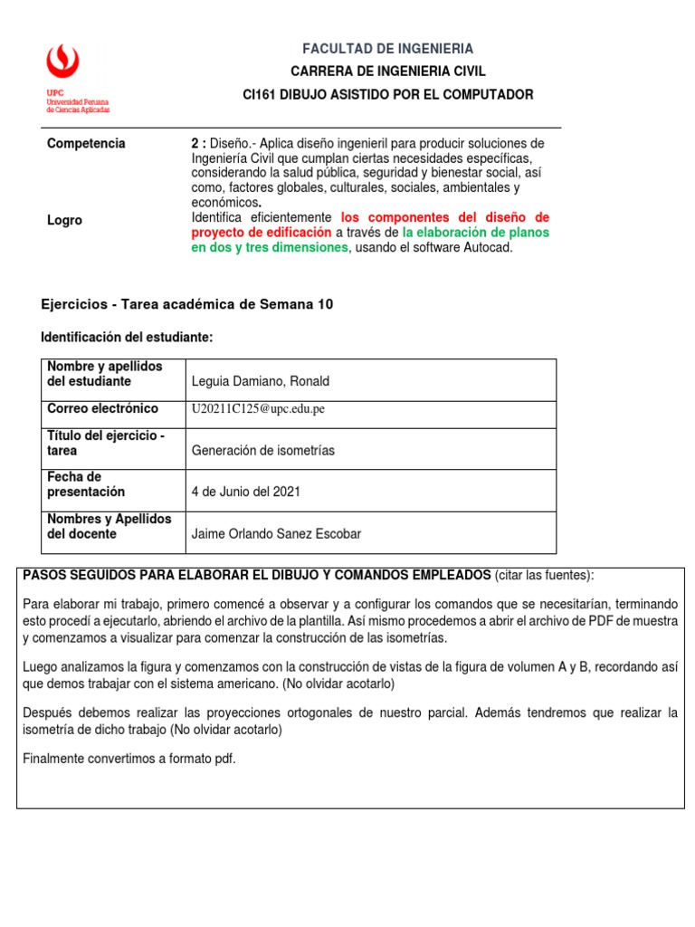 Informe Tarea Sem10 | PDF | Diseño | Cad automático