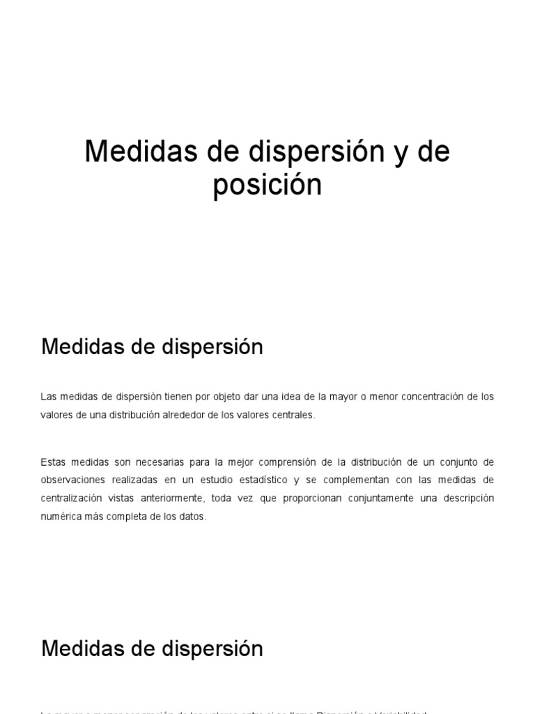 Medidas de Dispersión y de Posición | PDF | Dispersión estadística ...
