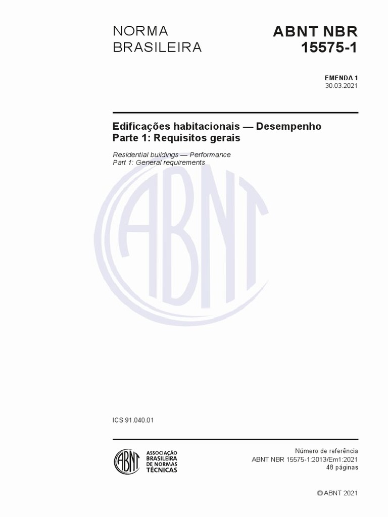 Abnt NBR 15575 1 2013 Emenda 1 2021 | PDF | Calor | Temperatura