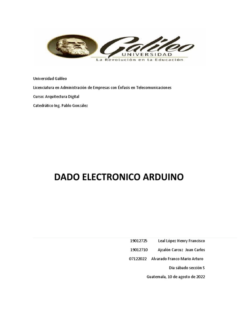 Dado Electronico Arduino | PDF | Diodo emisor de luz | Electrónica Dado Electronico Arduino | PDF | Diodo emisor de luz | Electrónica