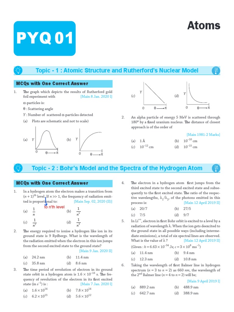 Atoms PYQ | PDF | Atoms | Electron