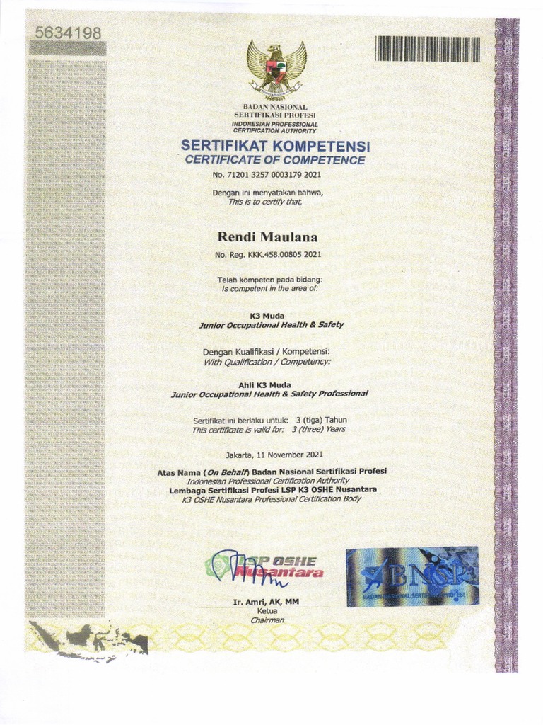 Sertifikat Kompetensi: Asr (I5 | PDF | Komputer