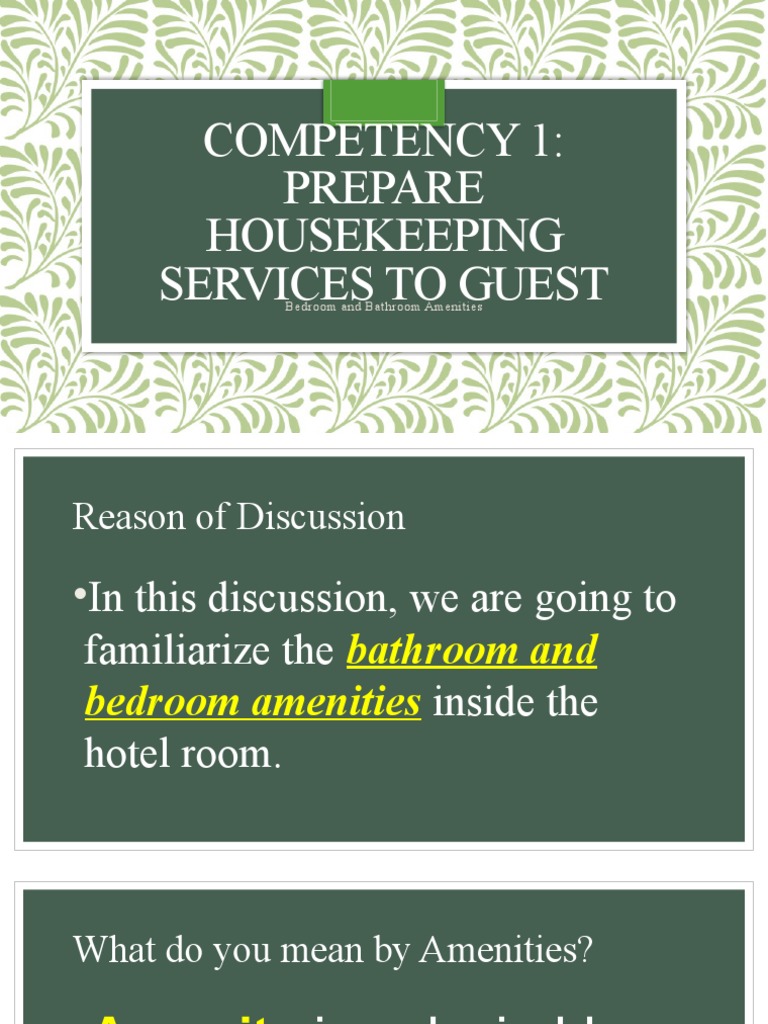 Bedroom and Bathroom Amenities | PDF