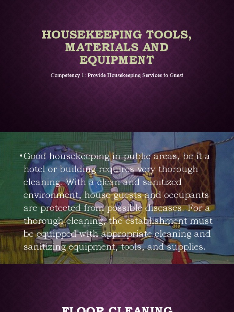 Housekeeping Tools, Materials and Equipment | PDF | Housekeeping ...