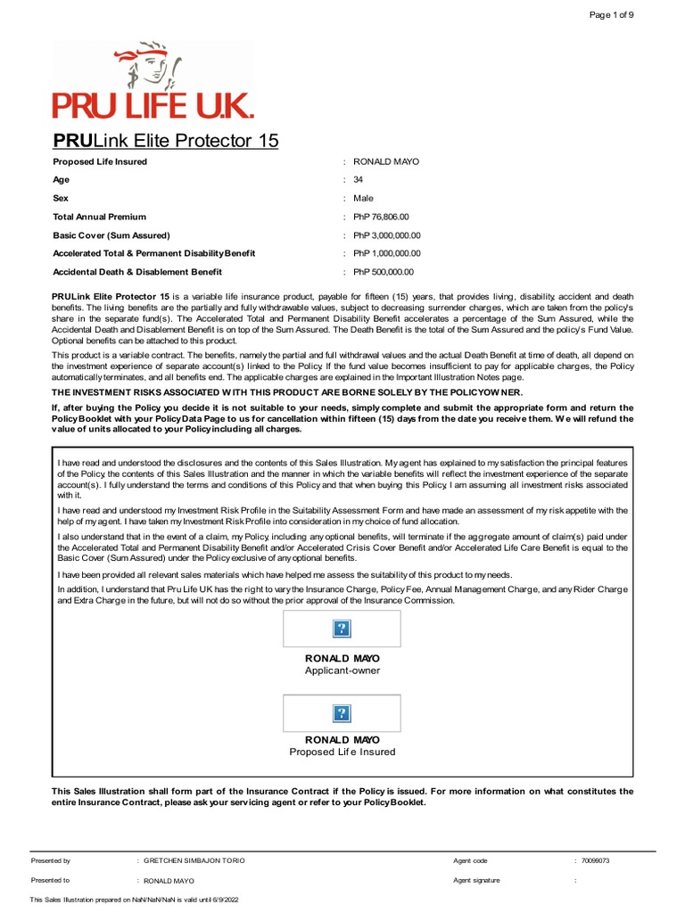 PRULink Elite Protector 15 Overview | PDF | Insurance | Investing