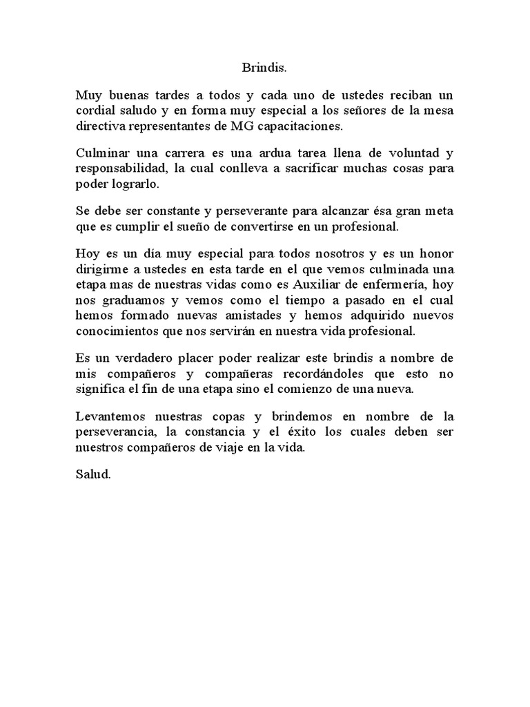 Brindis De Graduacion Pdf