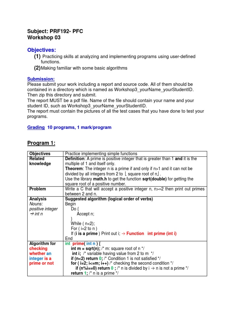 Workshop 03 | PDF | Elementary Mathematics | Computer Programming