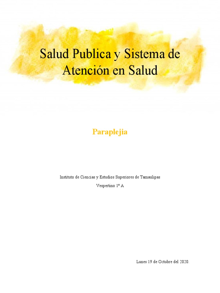 Paraplejia | PDF | Lesión de la médula espinal | Terapia física