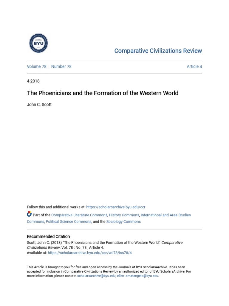 The Phoenicians and The Formation of The Western World | PDF