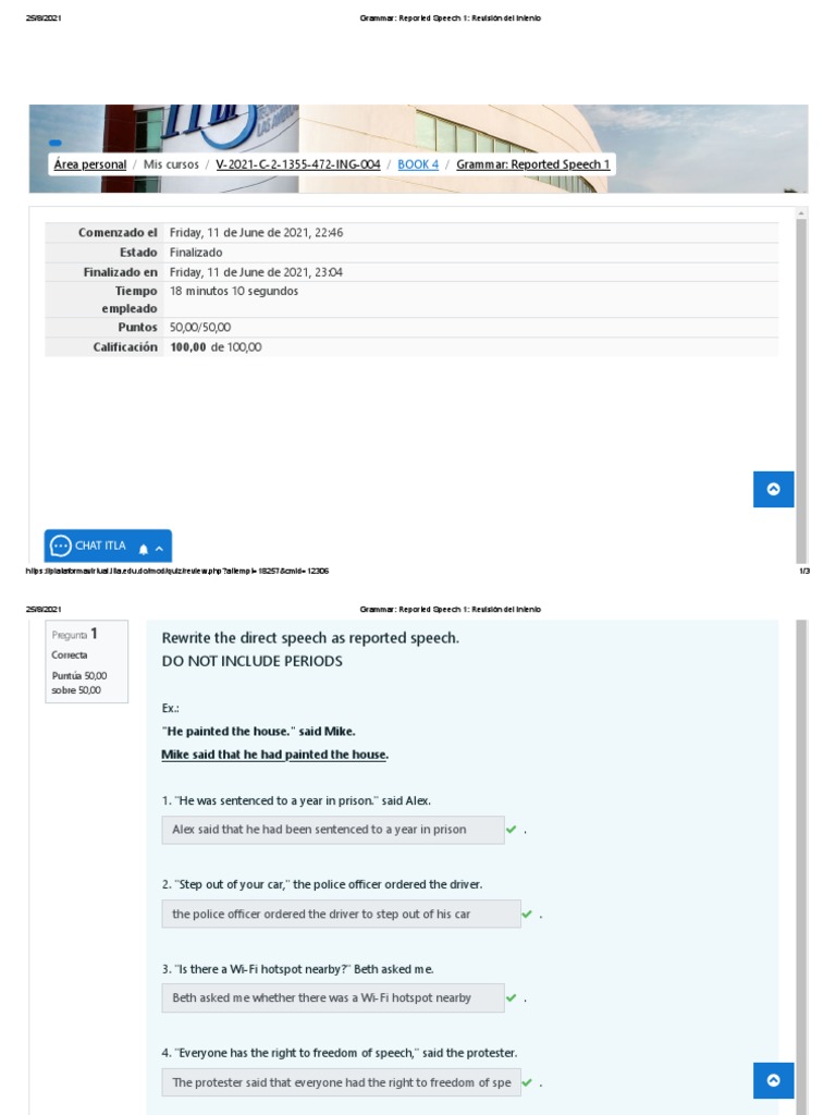 Grammar - Reported Speech 1 - Revisión Del Intento | PDF | Linguistics ...