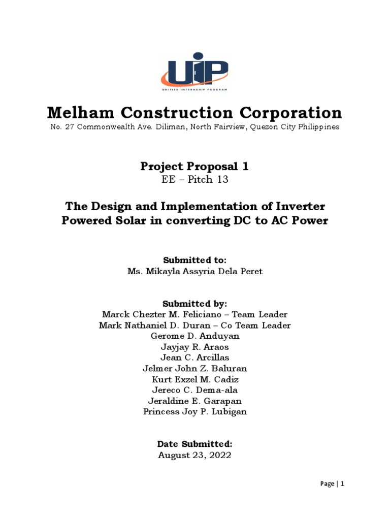 Melham Construction Solar Panel Proposal | PDF | Advertising | Marketing