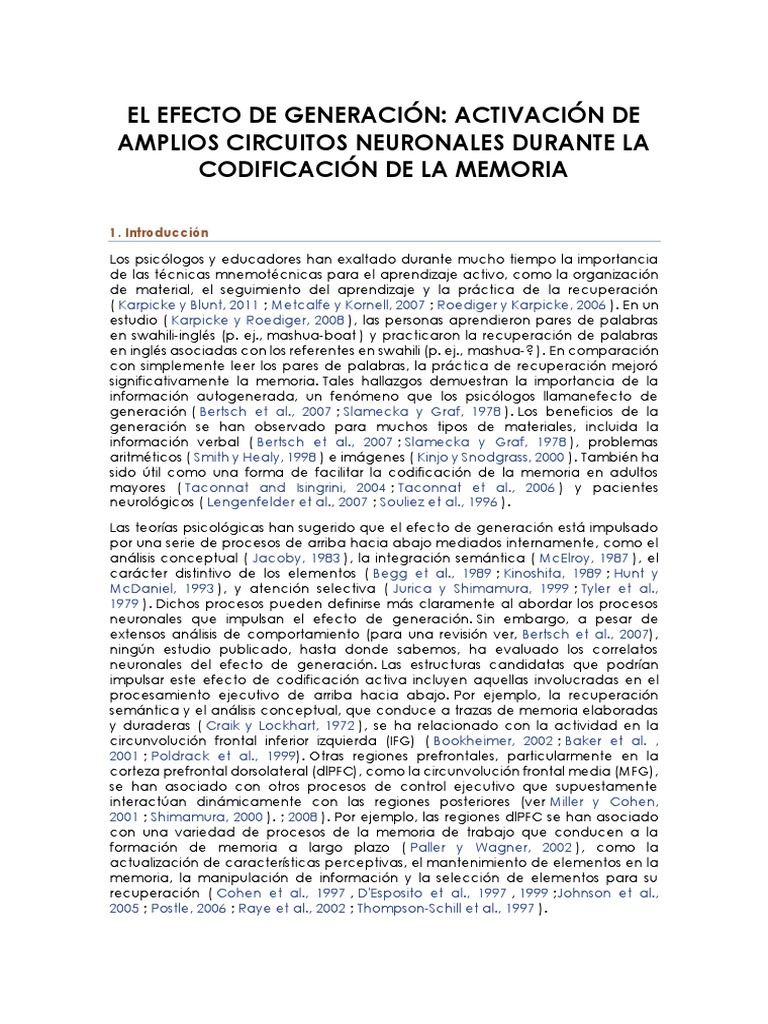 Circuitos Y Aprendizaje Pdf Memoria Corteza Cerebral