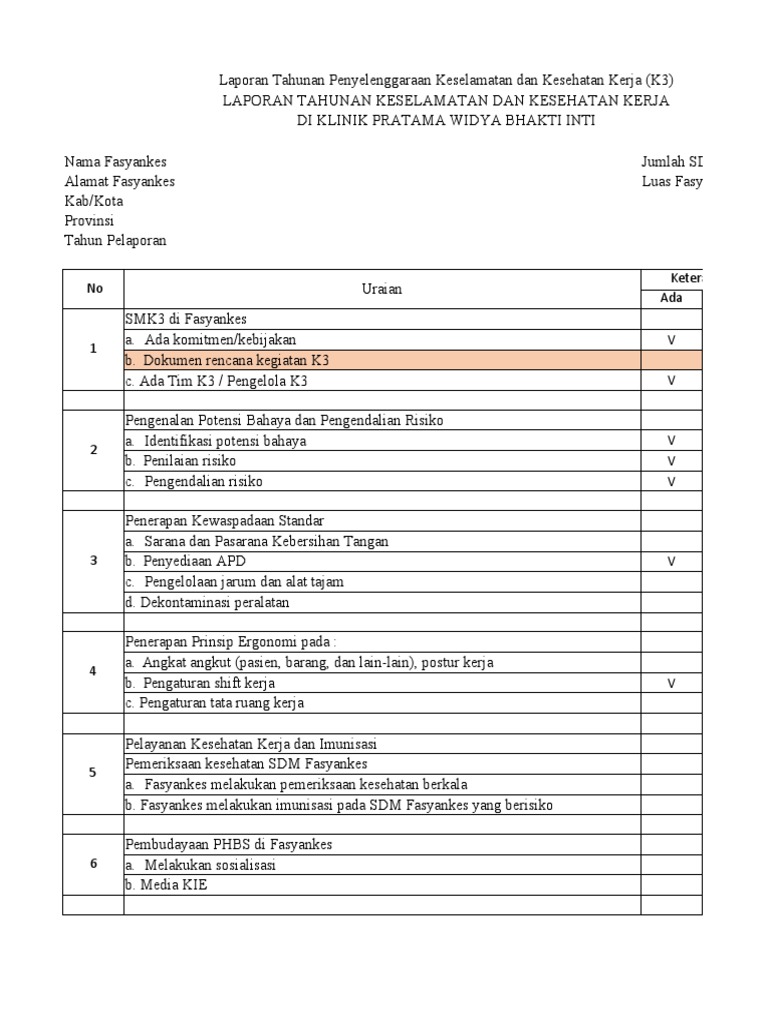 Tabel Pemantauan Pelaksanaan K3 | PDF