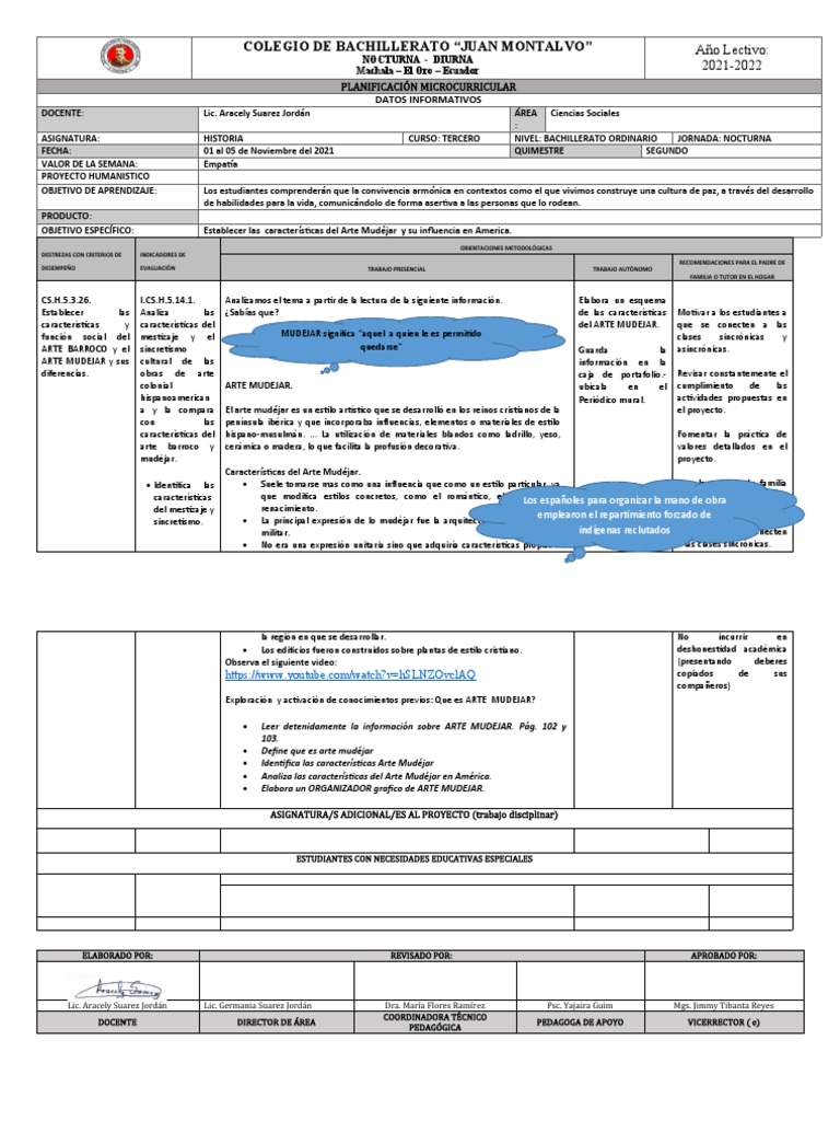 PLAN DE HISTORIA - 01 Al 05 de Noviembre Del 2021 | PDF