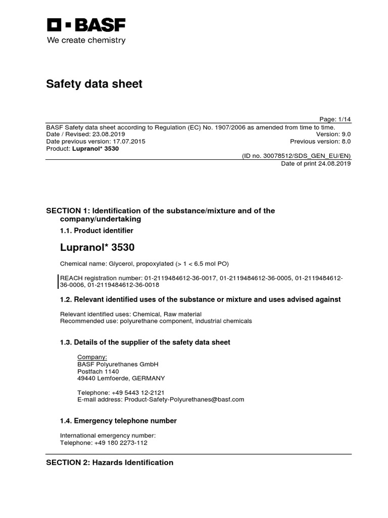 MSDS 000000000030078512 en | PDF | Dangerous Goods | Toxicity