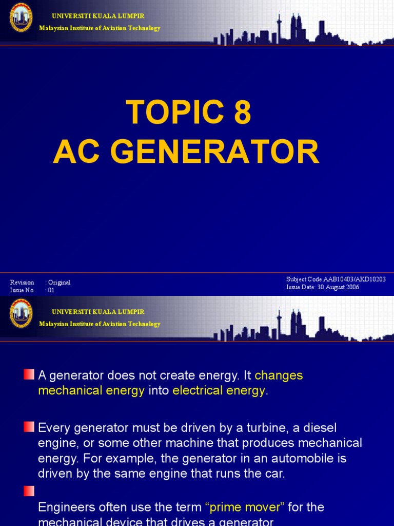AC Generator Overview and Principles | PDF | Electric Generator | Power ...