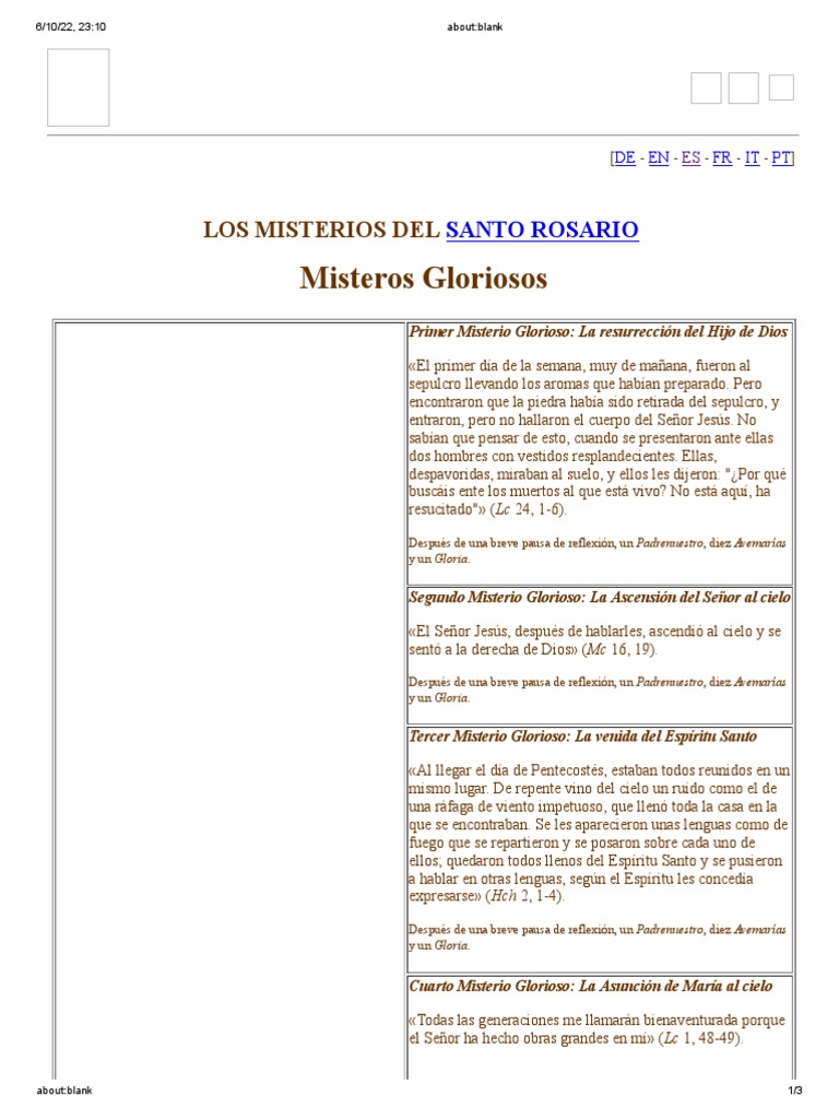 Misterios Gloriosos | PDF | orador del Señor | Rosario