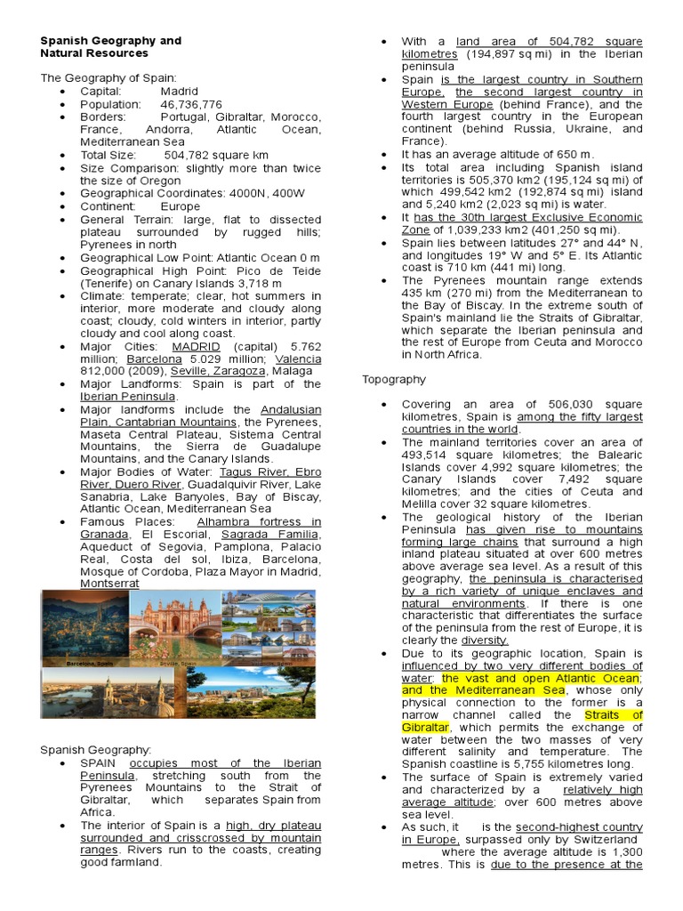 Overview of Spain's Geography and Resources | PDF | Earth Sciences ...