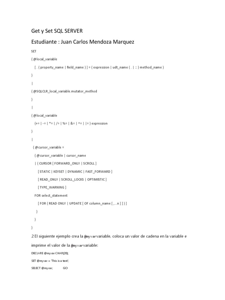 Get y Set SQL SERVER | PDF | Bases de datos | Datos de computadora