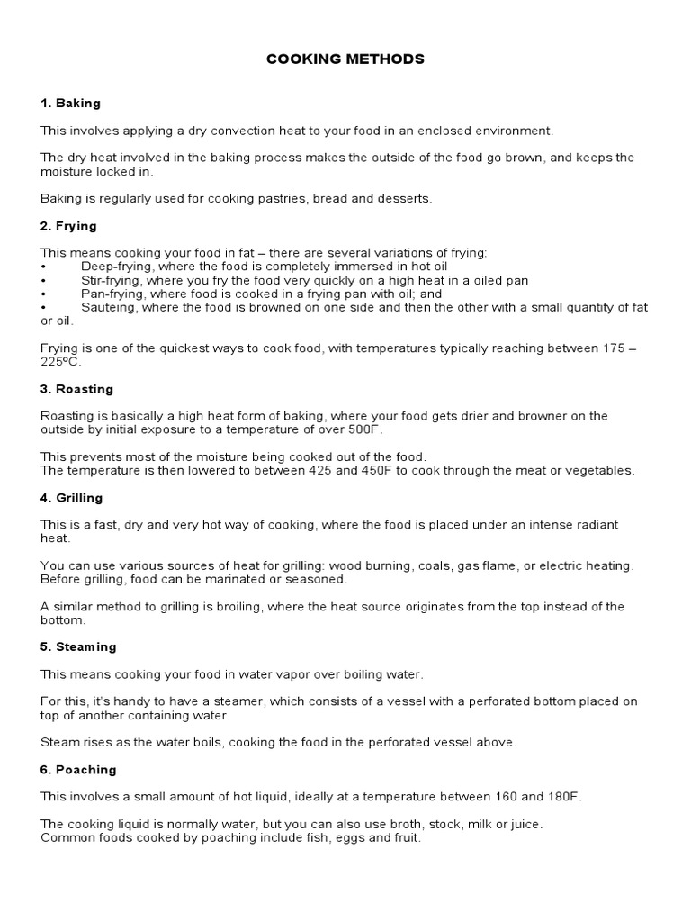 Cooking Methods | PDF | Grilling | Cooking Cooking Methods | PDF | Grilling | Cooking