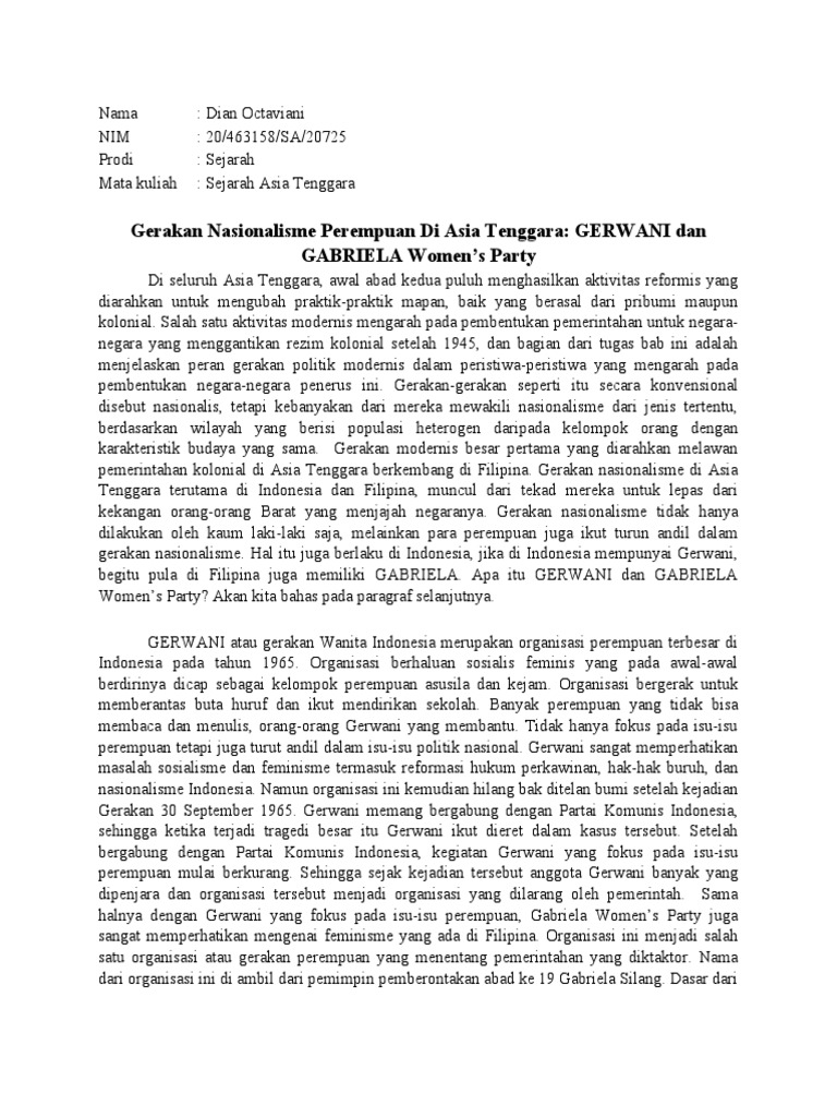 Dian Octaviani - 463158 - Sejarah - Gerakan Nasionalisme Perempuan Di ...