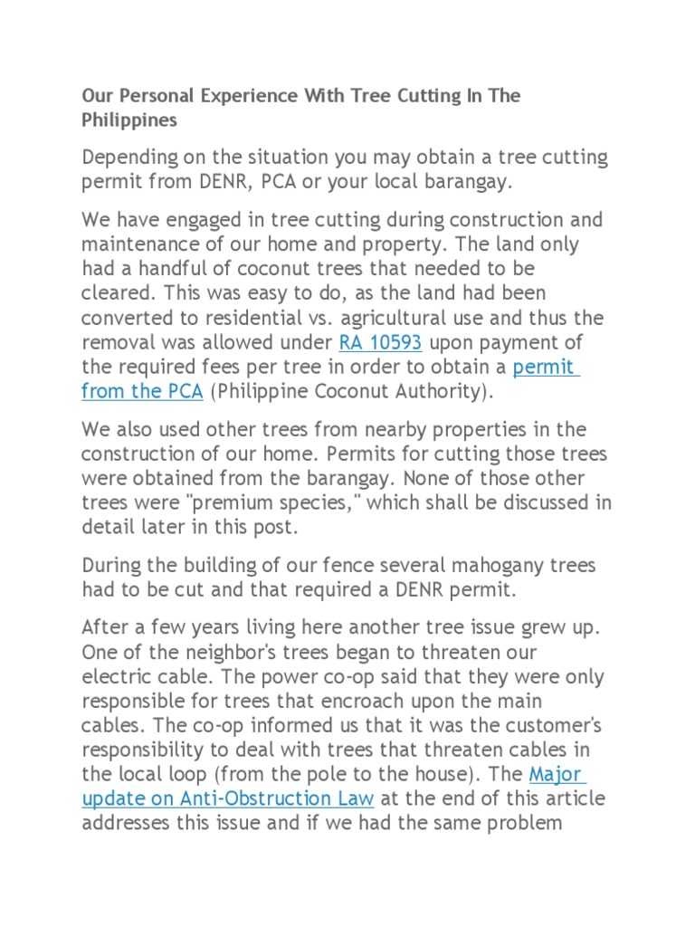 Our Personal Experience With Tree Cutting in The Philippines | PDF ...