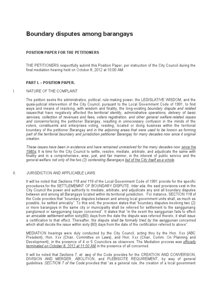 Boundary Disputes Among Barangays | PDF | Justice | Crime & Violence