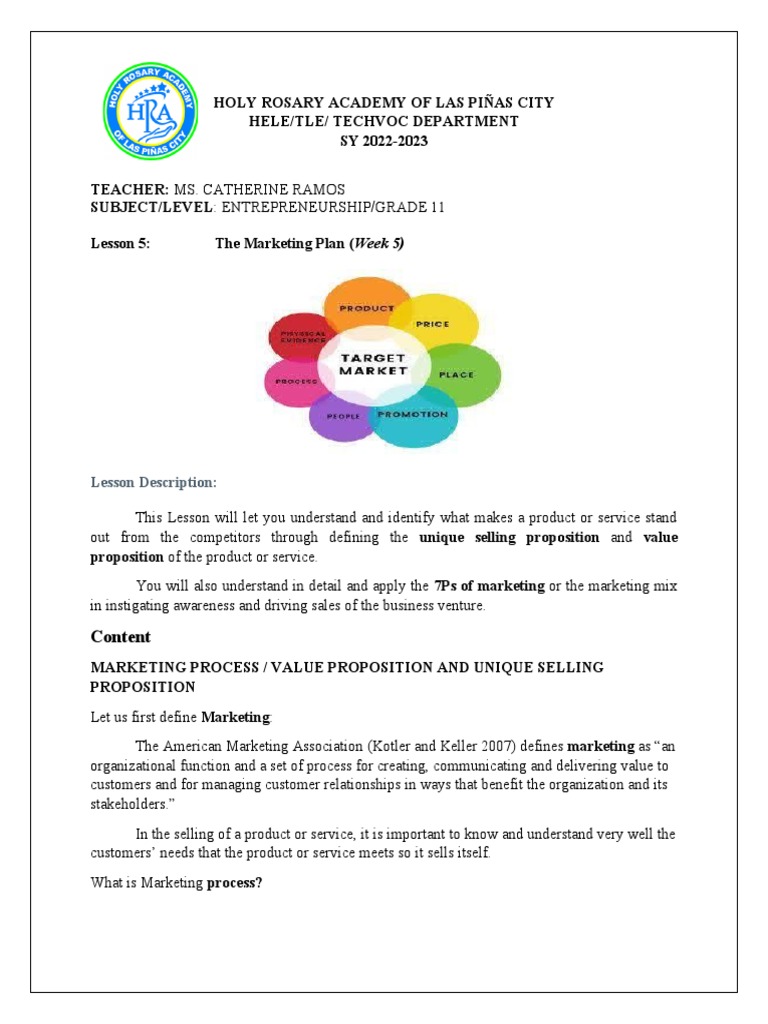 Entrep 11 - 1st QTR - L5 Handouts 1 | PDF | Marketing | Pricing