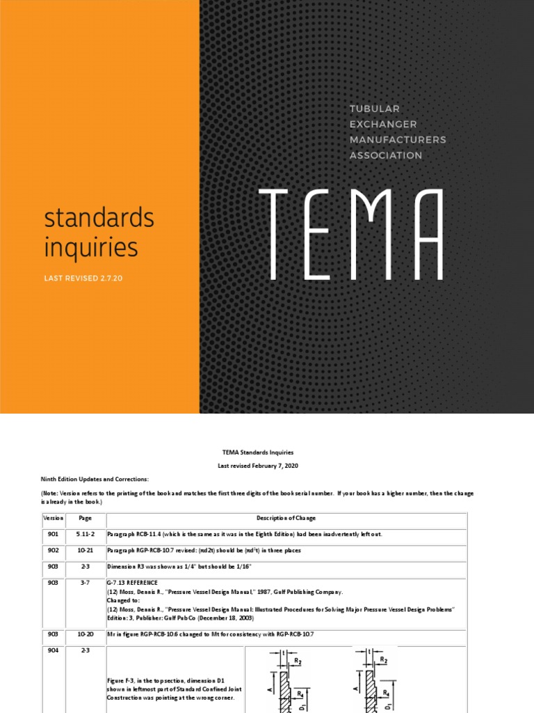 TEMA Standards Inquiries 2020 | PDF | Pipe (Fluid Conveyance) | Gas ...