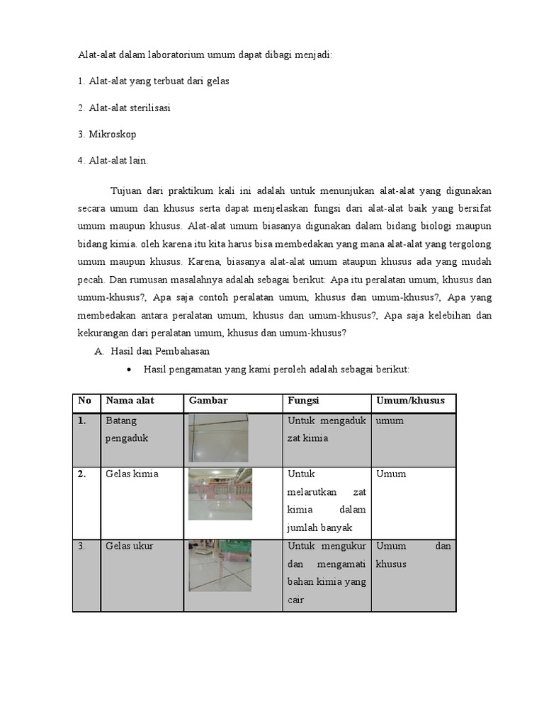 Teknik Laboratorium Peralatan Umum Dan K | PDF | Sains & Matematika