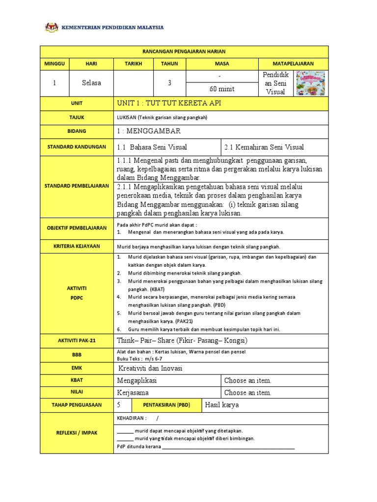 RPH Seni Tahun 3 | PDF