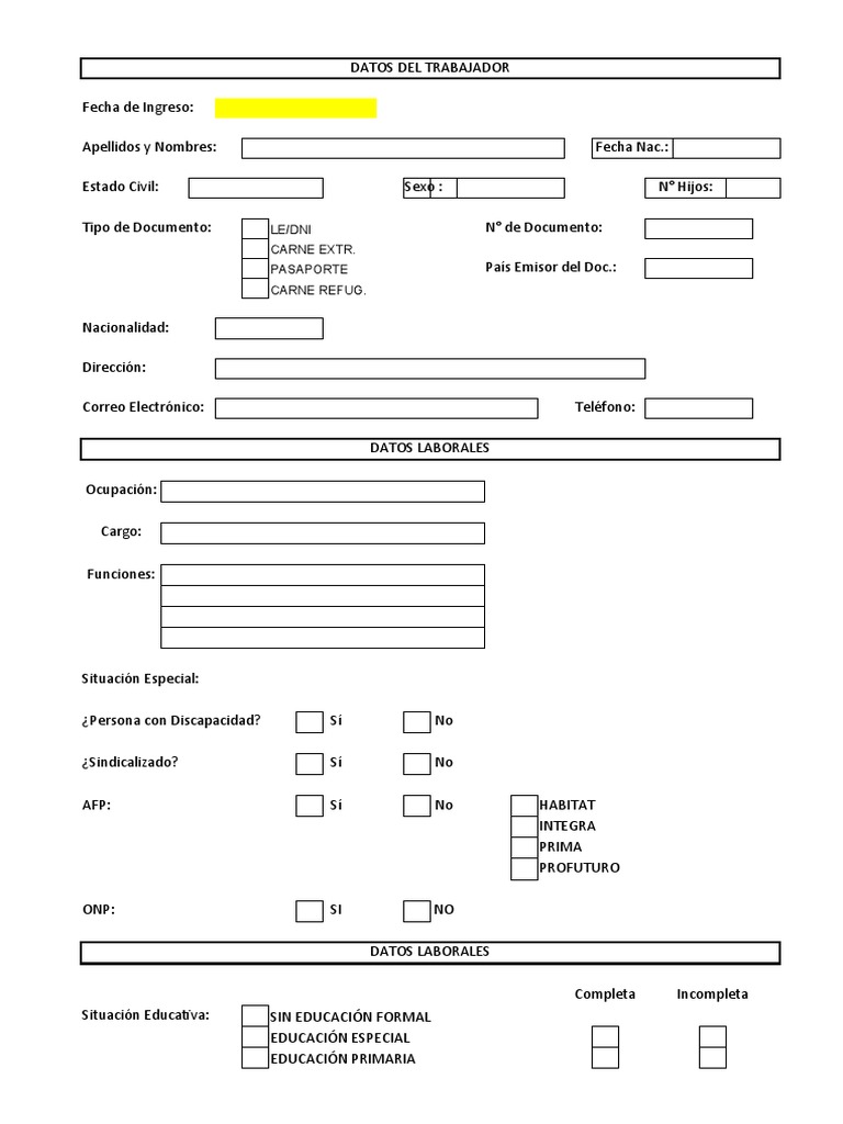 Formato de Alta - TRABAJADOR | PDF