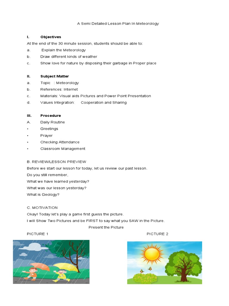A Semi Detailed Lesson Plan in Meteorology | PDF | Meteorology | Weather