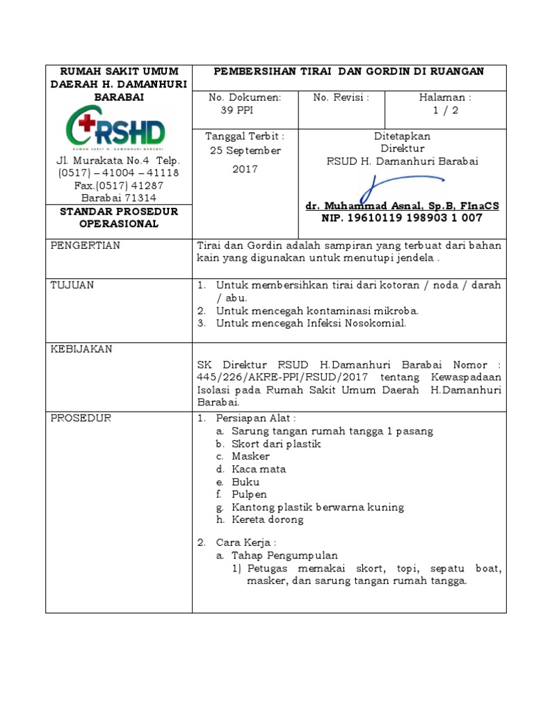 SPO Pencucian Tirai Dan Gordin | PDF