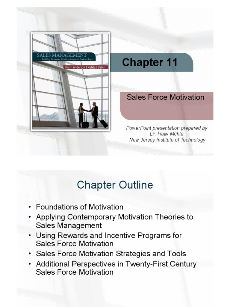 Chapter7 CH 11-Sales Force Motivation | PDF | Motivational | Motivation