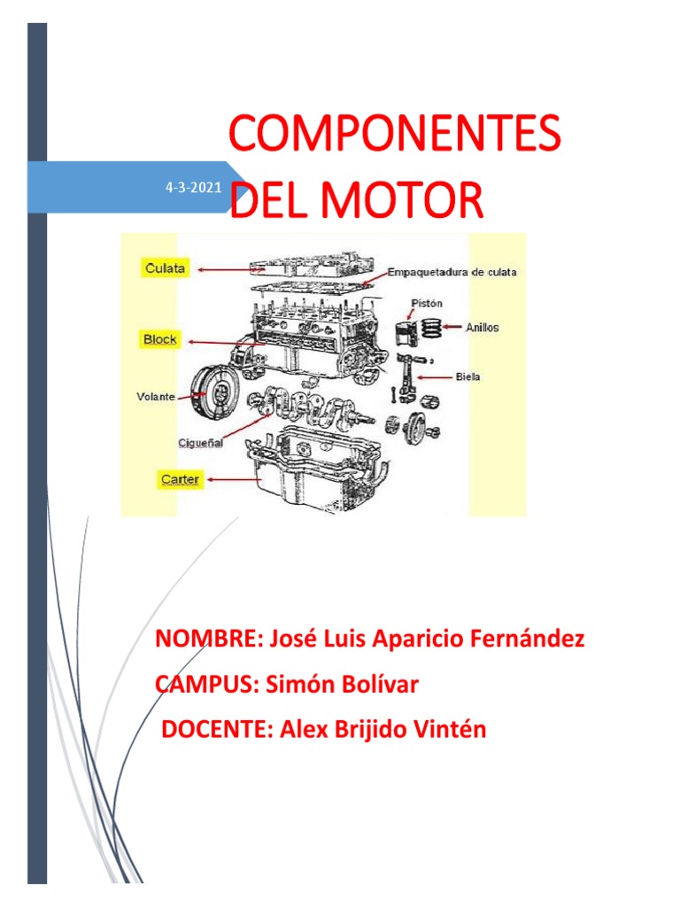 Componentes Del Motor | PDF | Rodamiento (Mecánico) | Ingeniería mecánica
