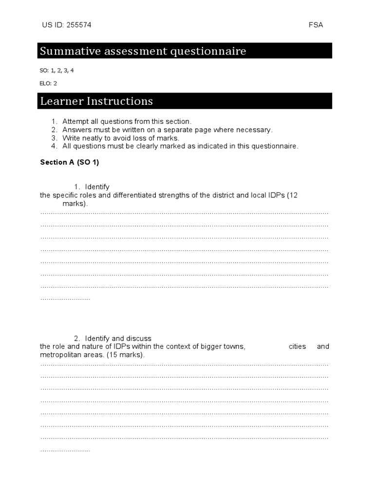 Final Summative Assessment | PDF