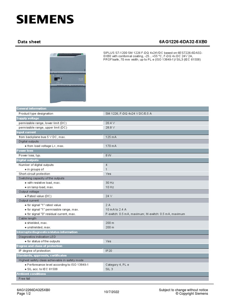 6AG12266DA325XB0 Datasheet en | PDF | Electricity | Electrical Engineering