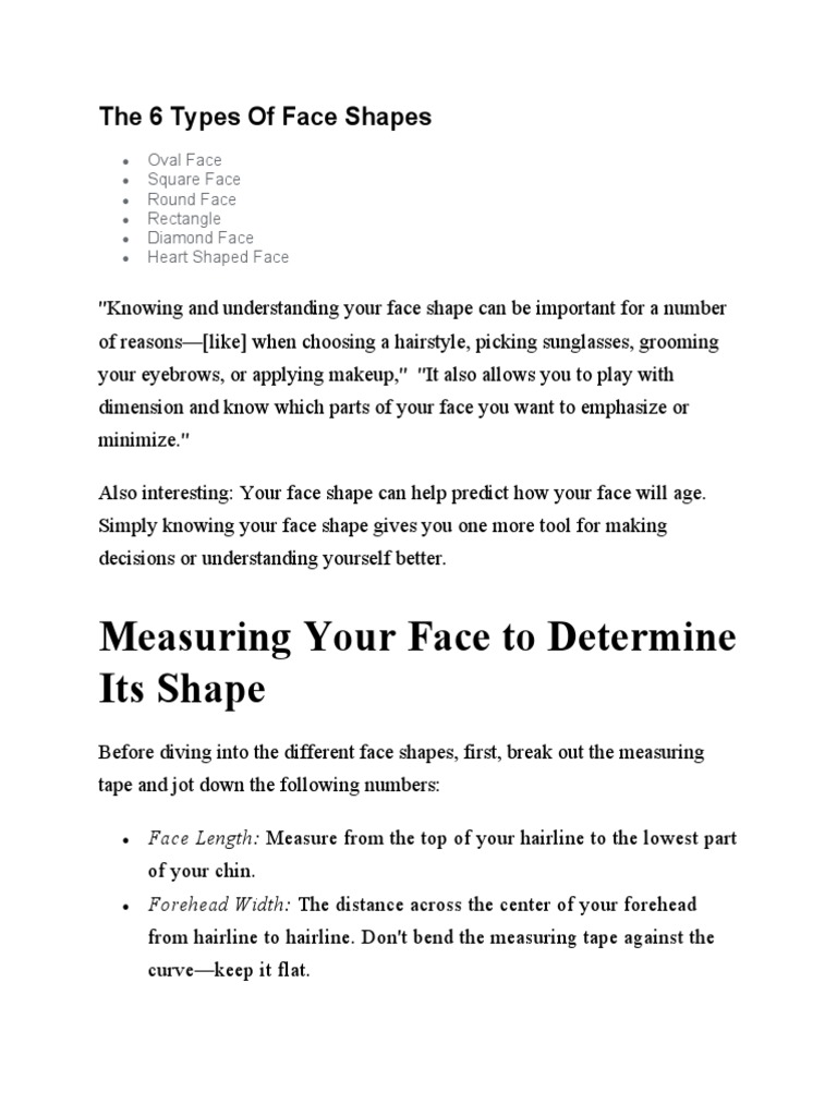 Understanding 6 Face Shapes | PDF | Beauty | Toiletry