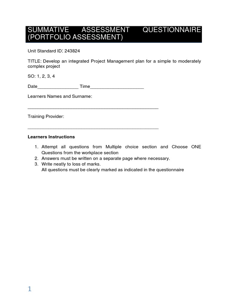 Final Summative Assessment | Download Free PDF | Risk | Multiple Choice