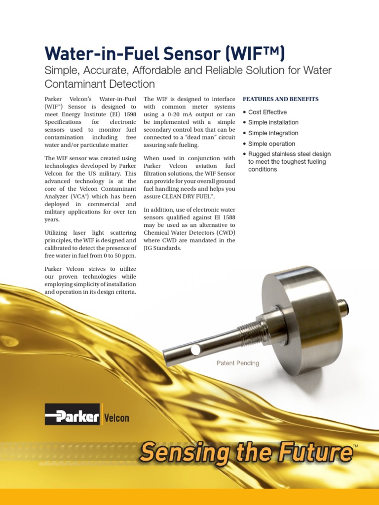 Parker Velcon WIF (Water-In-Fuel) Sensor | PDF | Sensor | Chemistry