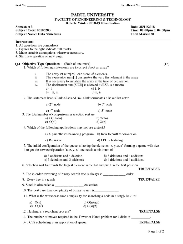 883 Question Paper | PDF | Algorithms And Data Structures | Computer Programming