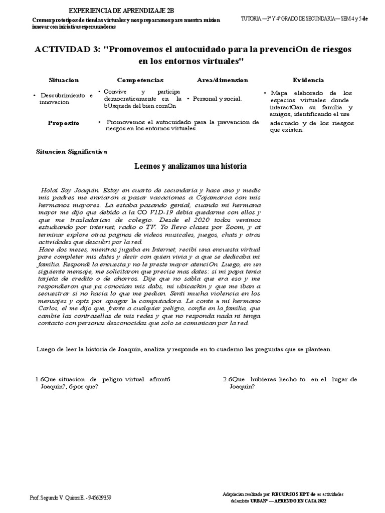 TUT. 3° 4° Del 9 Al 13 Mayo - EDA II - RECURSOSEPT 2022 - Archivos JOSEPH PONCE | PDF | Comunicación